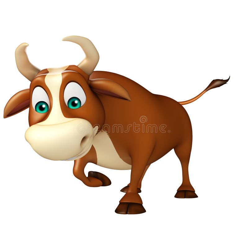 Cute Bull Funny Cartoon Character Stock Illustration - Illustration of ...