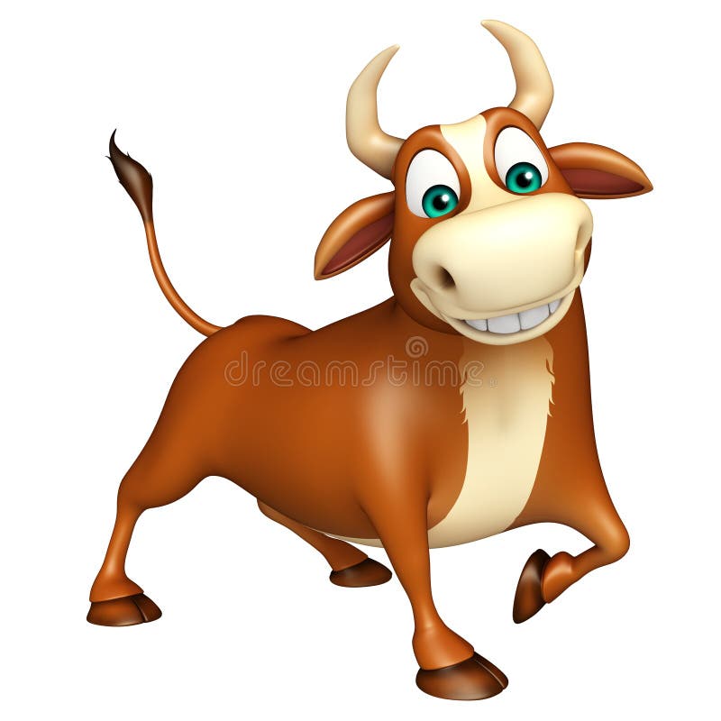 Cute Bull Funny Cartoon Character Stock Illustration - Illustration of ...