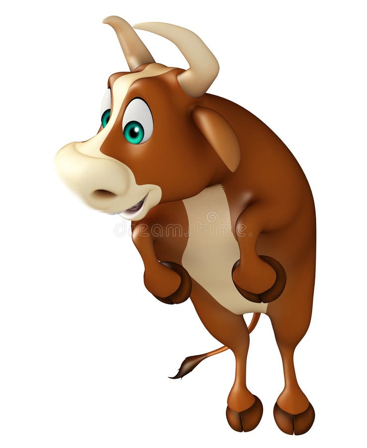 Cute Bull Funny Cartoon Character Stock Illustration - Illustration of ...