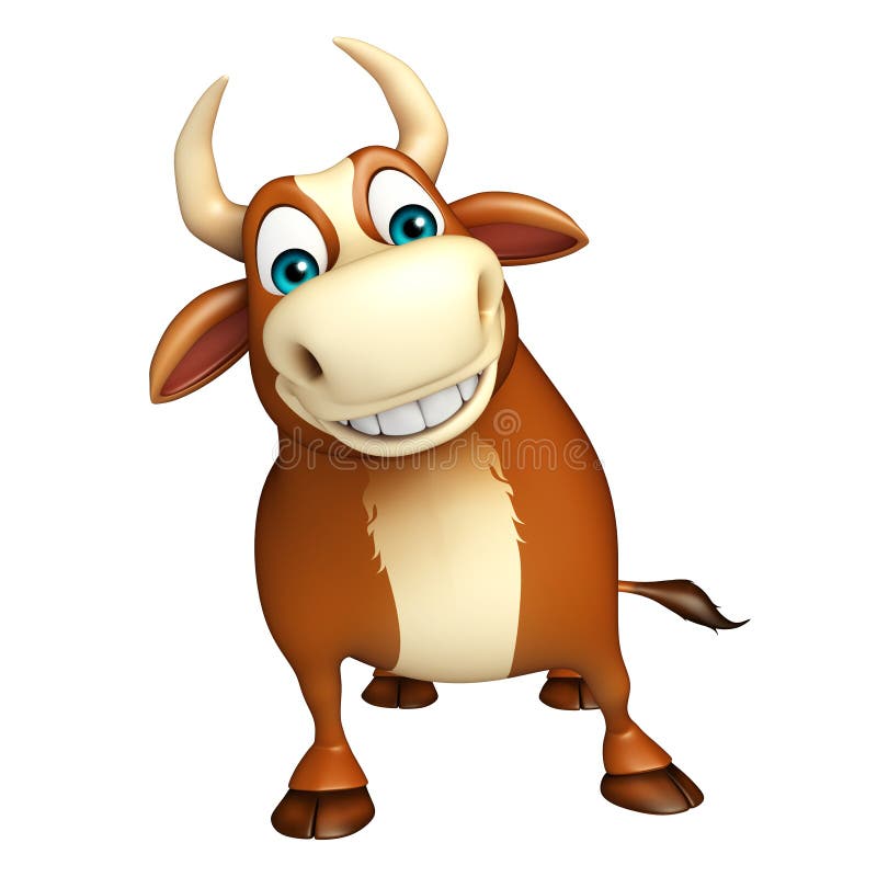 Cute Bull Funny Cartoon Character Stock Illustration - Illustration of ...