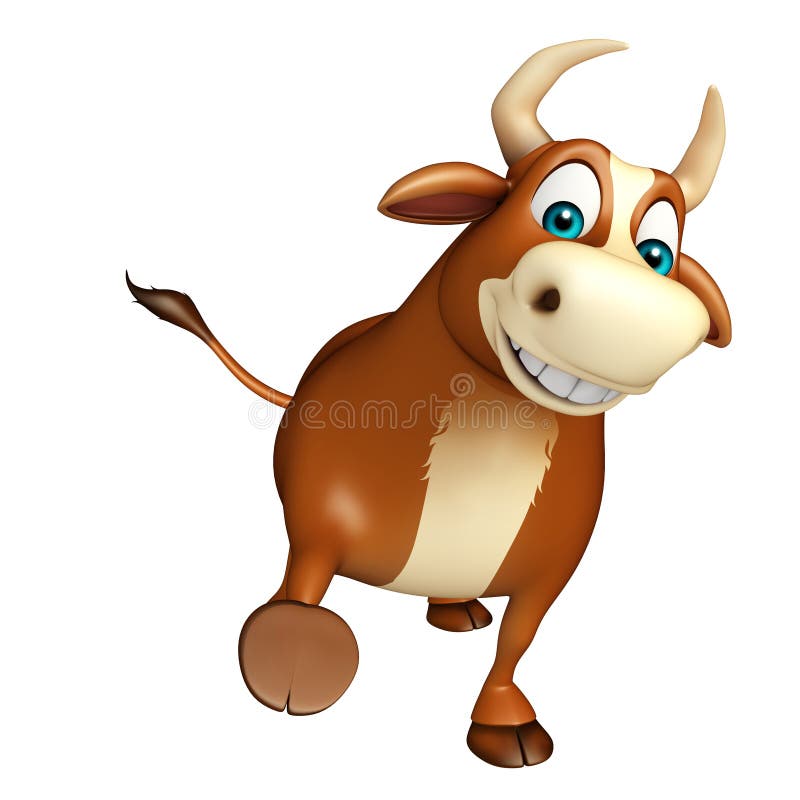 Cute Bull Funny Cartoon Character Stock Illustration - Illustration of ...