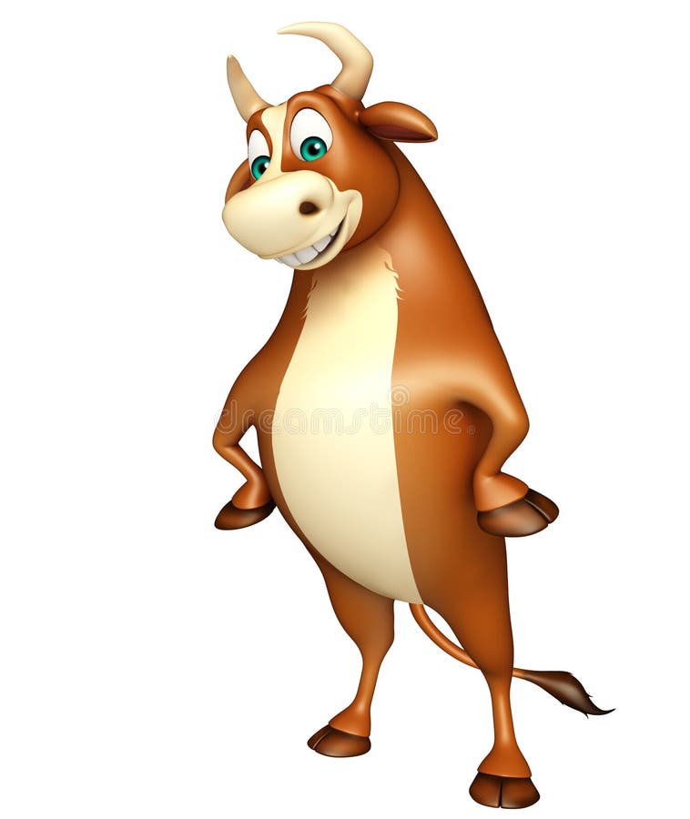 Cute Bull Funny Cartoon Character Stock Illustration - Illustration of ...