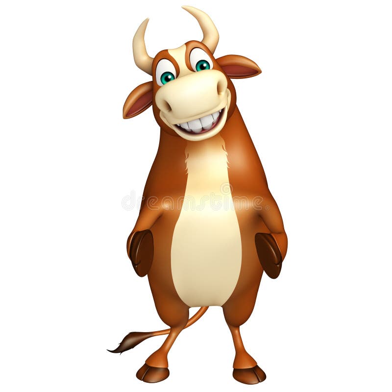 Cute Bull Funny Cartoon Character Stock Illustration - Illustration of ...