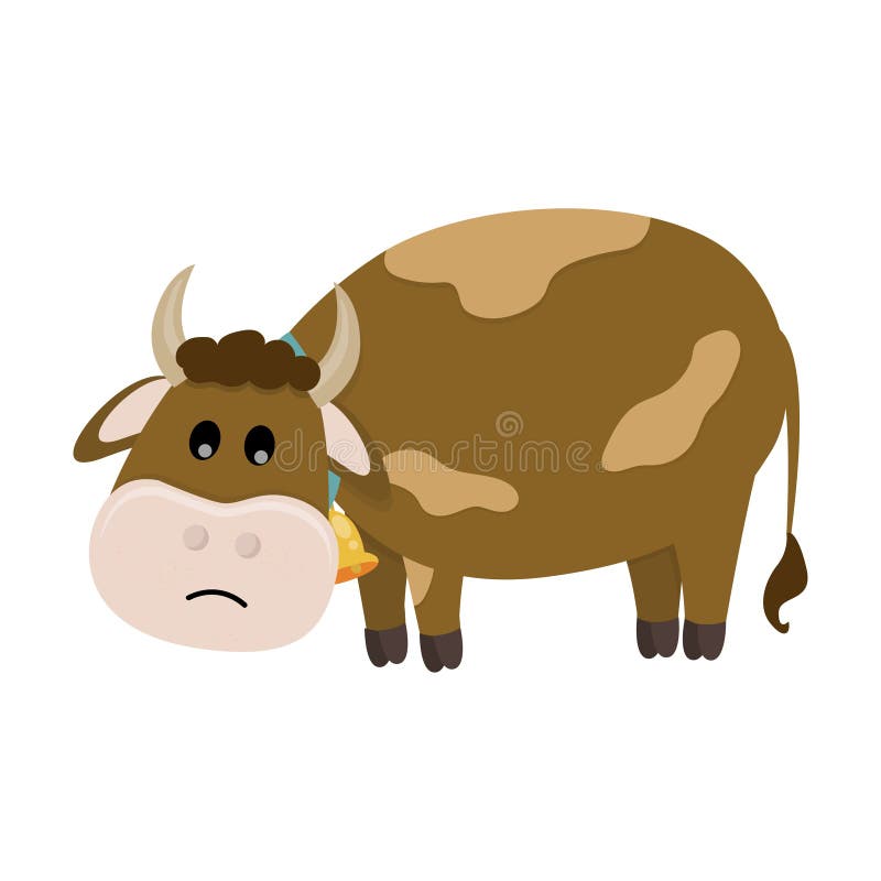 Cute bull is sad. stock vector. Illustration of isolated - 181025724