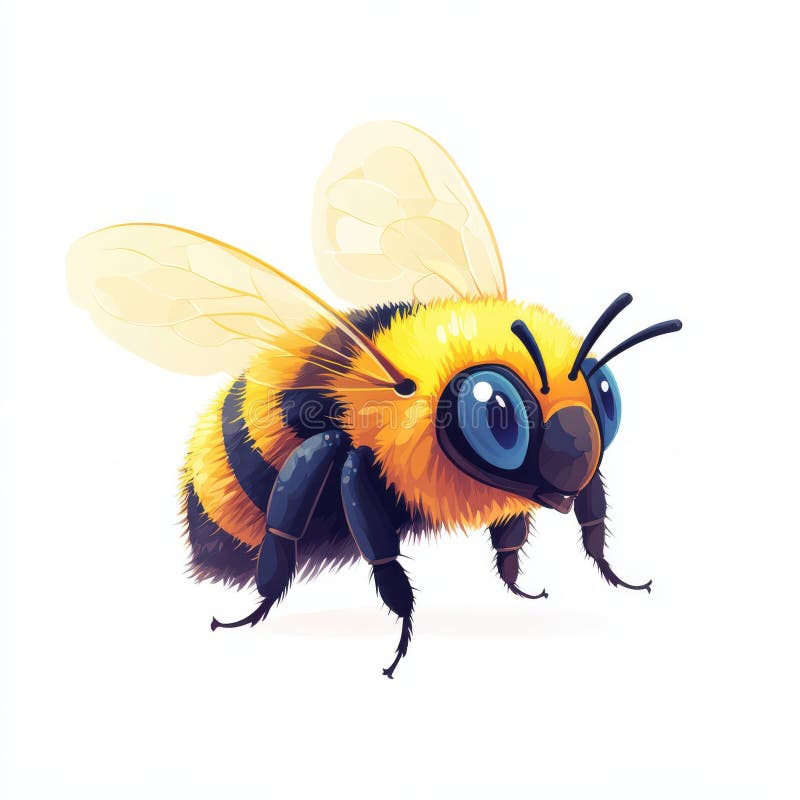 A Cute Bumblebee Cartoon Illustration White Background Stock ...