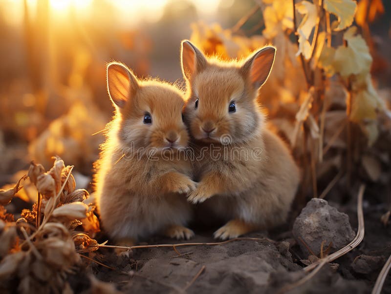 Cute bunnies stock illustration. Illustration of wild - 296036658