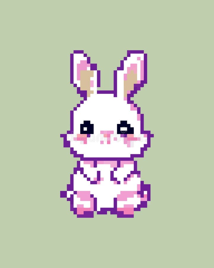 Bunny Rabit Animated Isolated Pixel Art Element Vector Editable Npc ...