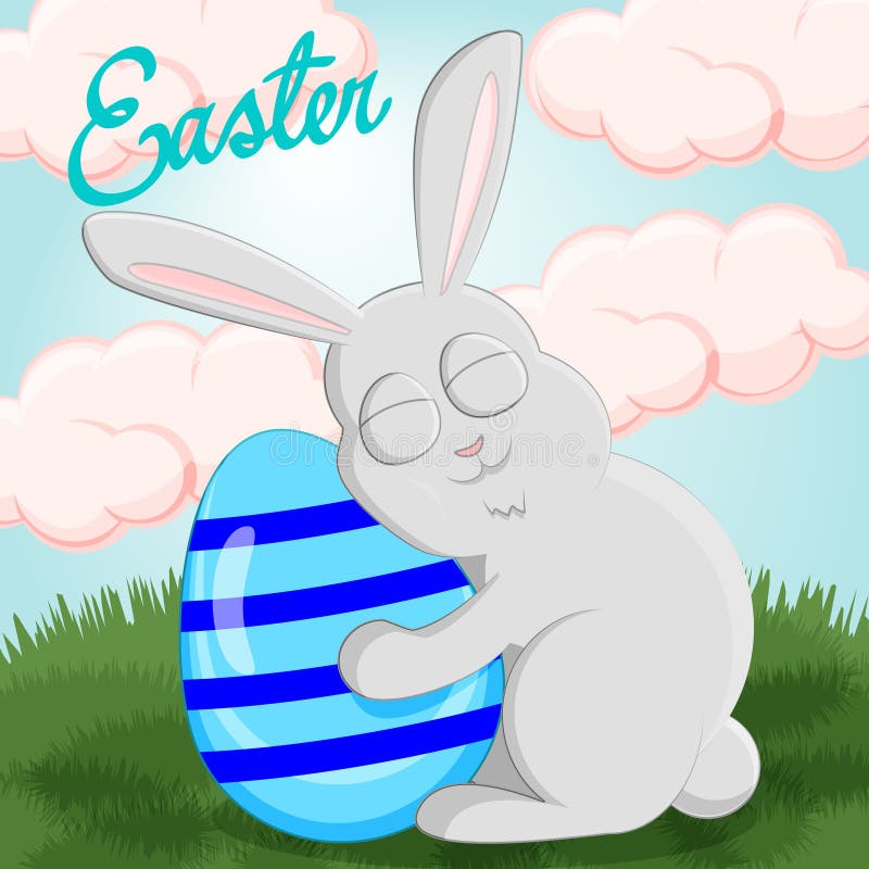 Cute Bunny Admiring the Festive Egg for the Holiday of Easter Stock ...