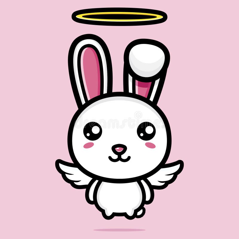Cute Rabbit Angel Cartoon Character Stock Vector - Illustration of ...