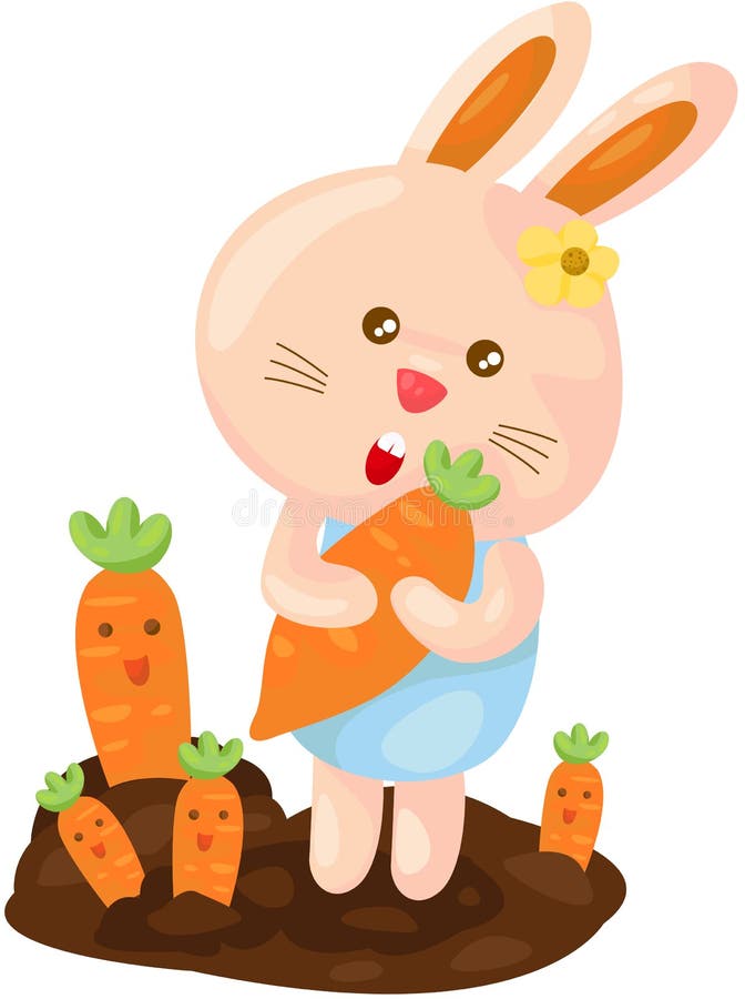 Cute bunny with carrot stock vector. Illustration of nature - 28090014