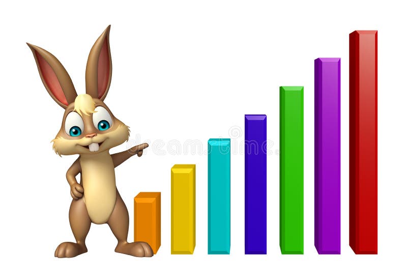 Cute Bunny Cartoon Character with Graph Stock Illustration ...