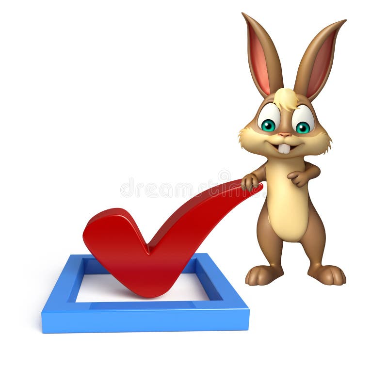 Cute Bunny Cartoon Character with Right Sign Stock Illustration ...