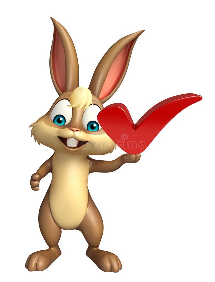 Cute Bunny Cartoon Character with Right Sign Stock Illustration ...