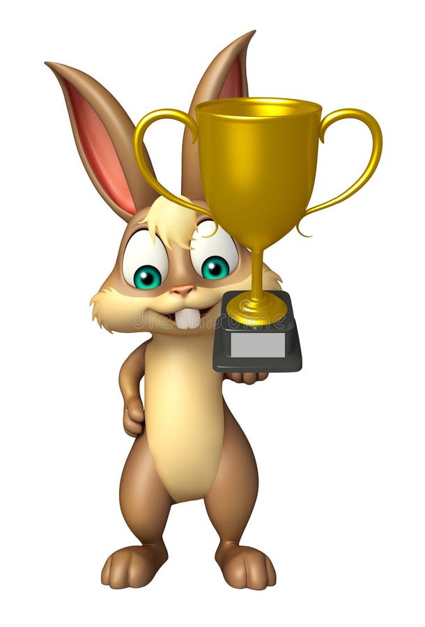 Easter bunny with trophy stock illustration. Illustration of character ...