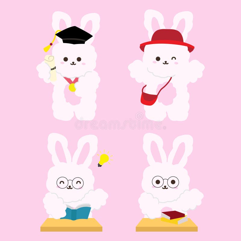 Cute Bunny Cartoon School Illustration Stock Illustration ...