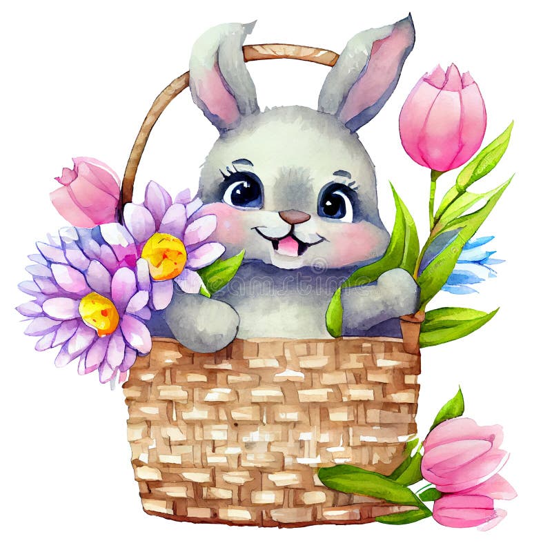 Cute Bunny for Children Poster Illustration. Easter Rabbit. Stock ...