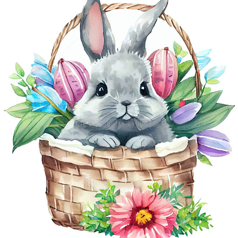 Cute Bunny for Children Poster Illustration. Easter Rabbit. Stock ...