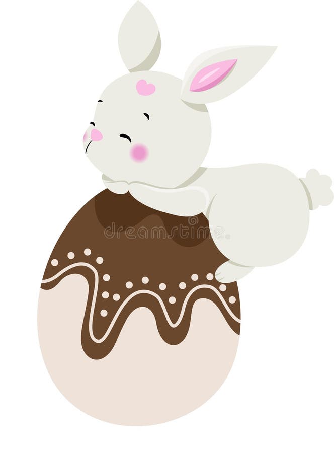 Cute Bunny with Chocolate Easter Egg Stock Vector - Illustration of ...