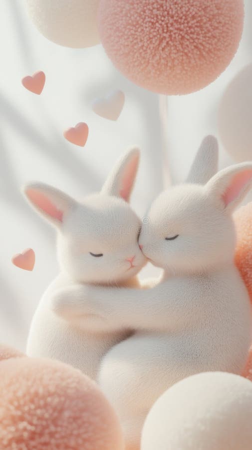 Cute Bunny Couple with Hearts, Perfect for St Valentines Day and Easter ...