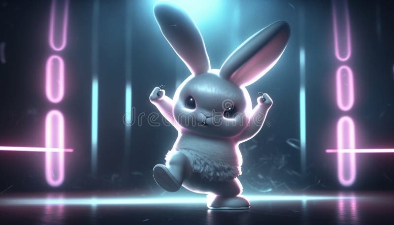 Cute Bunny Disco Dancing Ai, Generative Stock Illustration ...