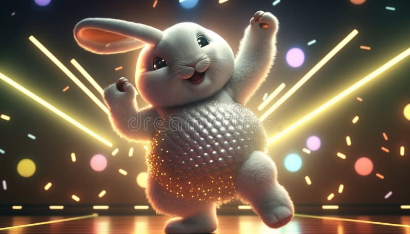 Cute Bunny Disco Dancing Ai, Generative Stock Illustration ...