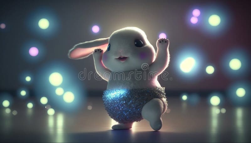 Cute Bunny Disco Dancing Ai, Generative Stock Illustration ...