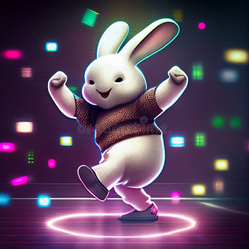 Cute Bunny Disco Dancing . Generate Ai. Stock Illustration ...