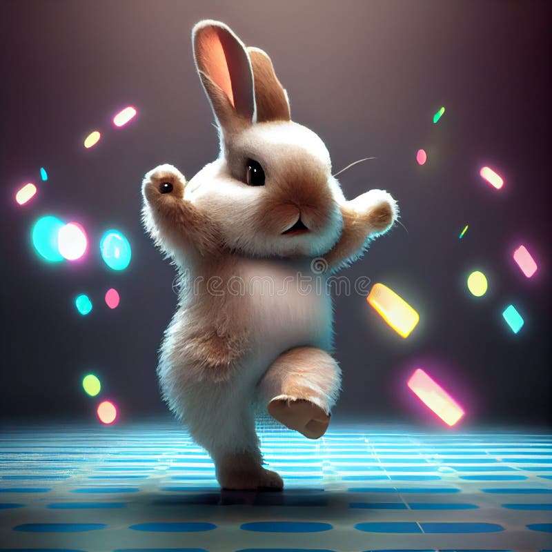 Cute Bunny Disco Dancing . Generate Ai. Stock Illustration ...