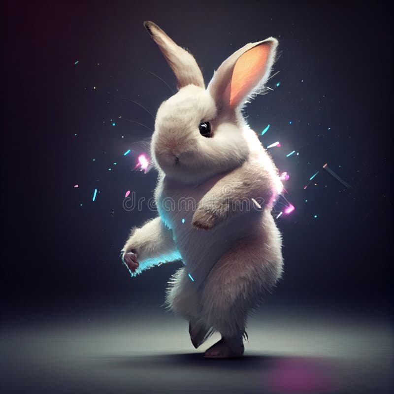 Cute Bunny Disco Dancing . Generate Ai. Stock Illustration ...