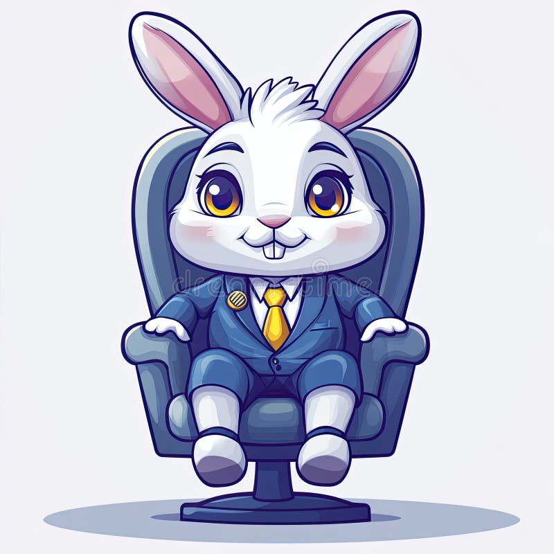 Cute Bunny Dressed As CEO, Sitting Confidently in Chair Stock ...
