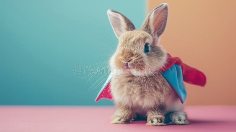 A Cute Bunny Dressed Up As a Tiny Superhero, Ready for Adventure on a ...
