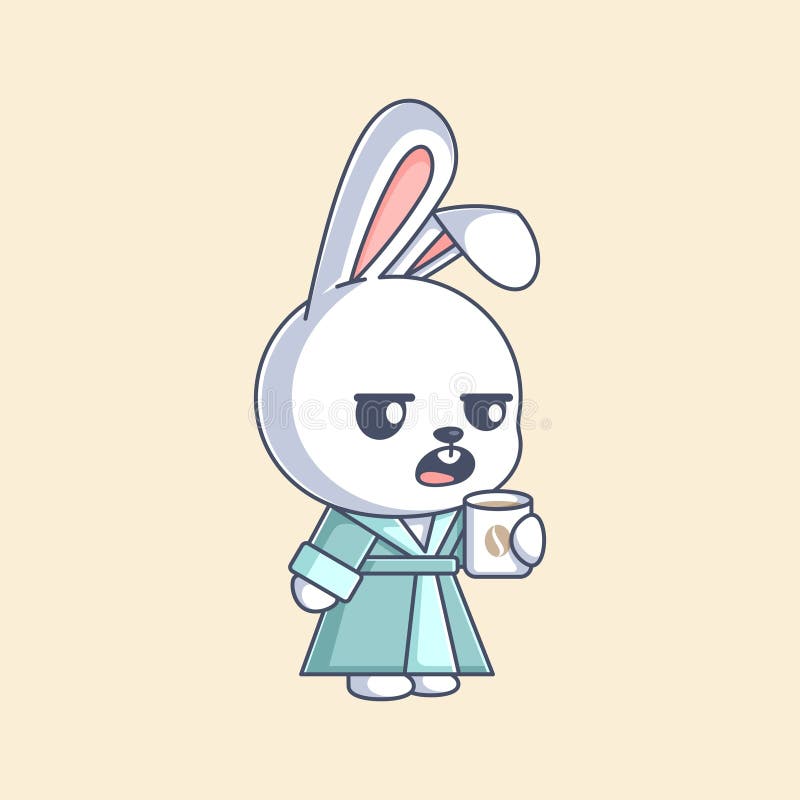 Cute Bunny Drinking Coffee in the Morning Stock Vector - Illustration ...