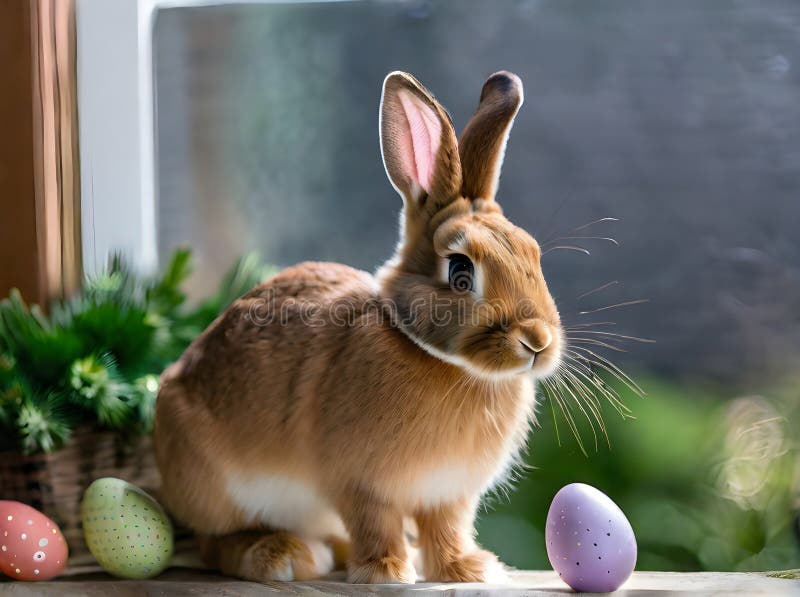 Cute Bunny Easter Detailed Cozy Focused Topnotch. Stock Illustration ...