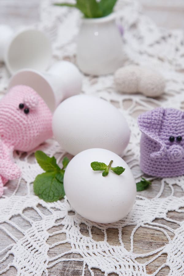 Cute bunny for Easter eggs stock image. Image of crocheting - 38261435