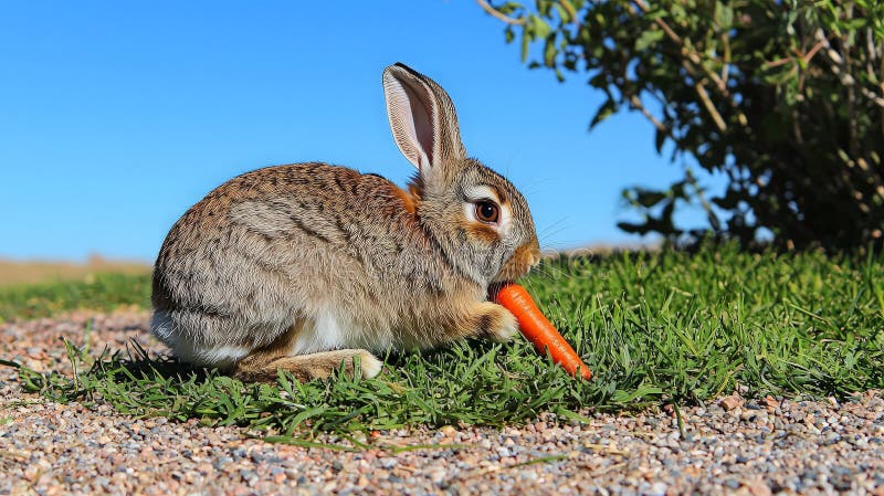 Cute Bunny Eating Carrot stock photo. Image of eyes - 336544450