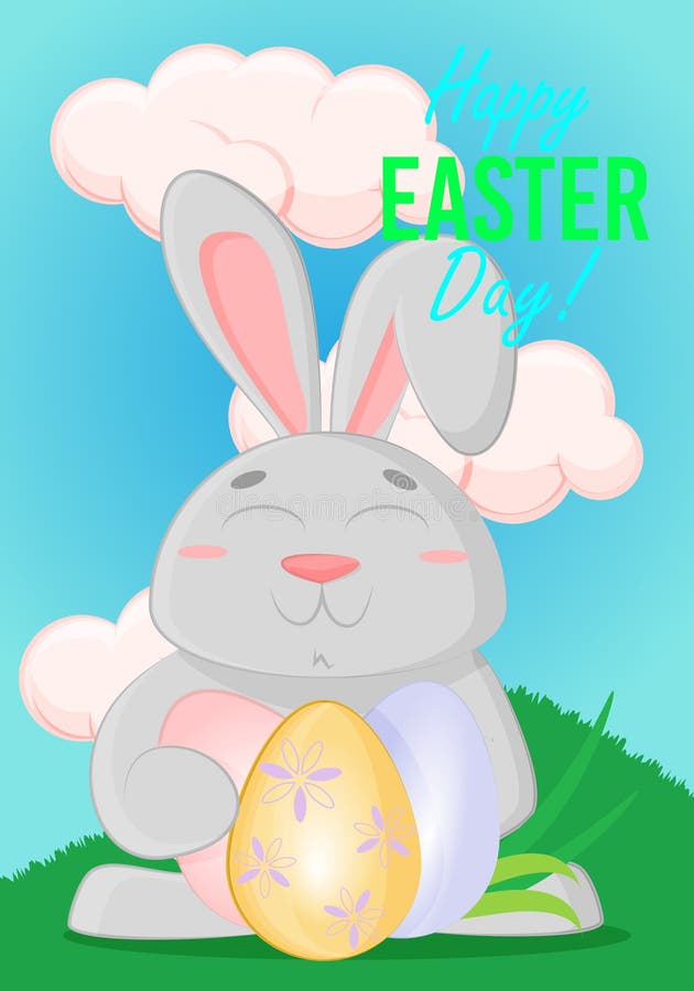 Cute Bunny with Eggs for Easter Bunny Holiday Stock Vector ...