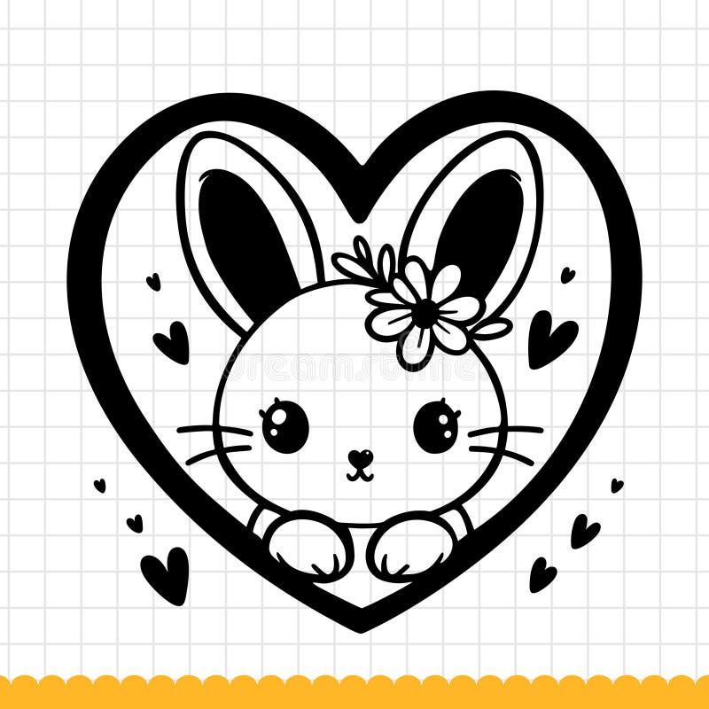 Cute Bunny Face in Heart Frame. Vector Illustration. Stock Vector ...