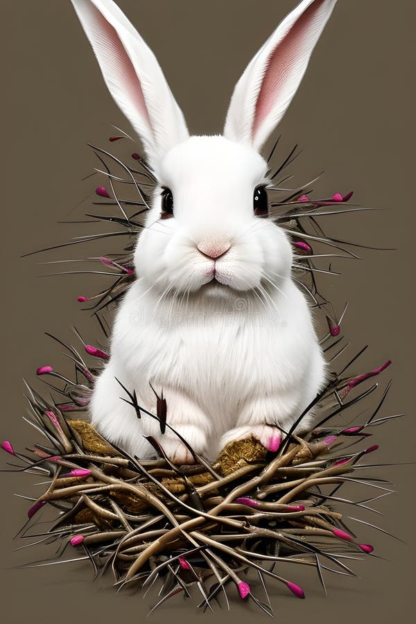 Cute Bunny with Flowers stock illustration. Illustration of mammal ...