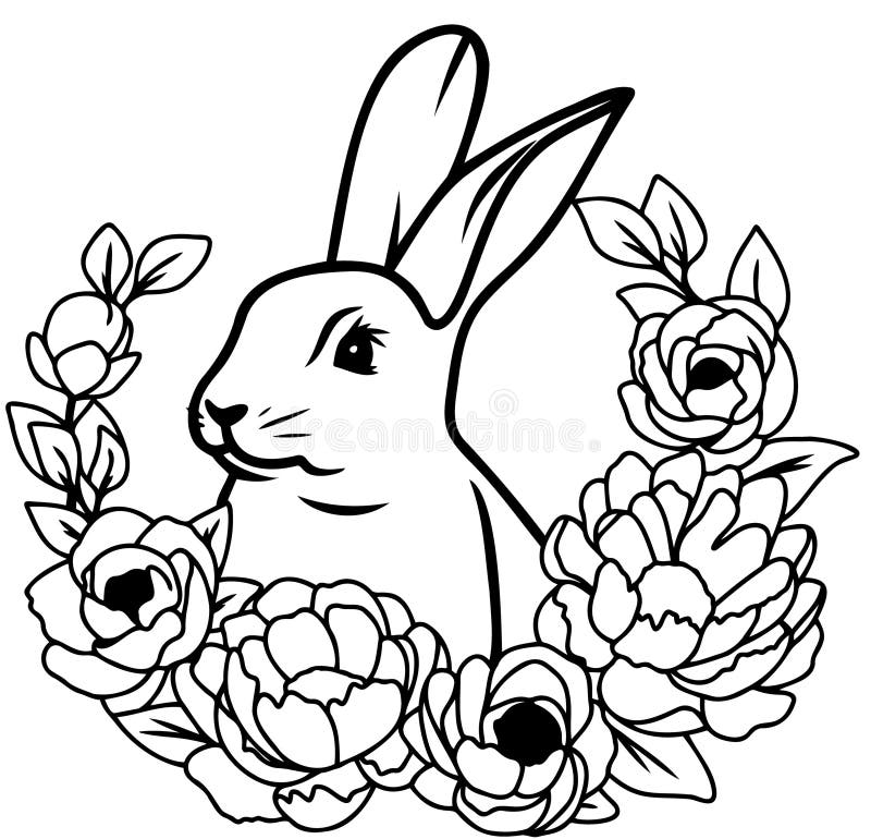 Cute Bunny with Flowers Vector Stock Vector - Illustration of bunny ...