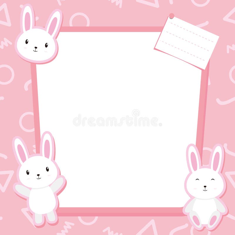 Cute Bunny Frame Vector with Pink Color Stock Vector - Illustration of ...