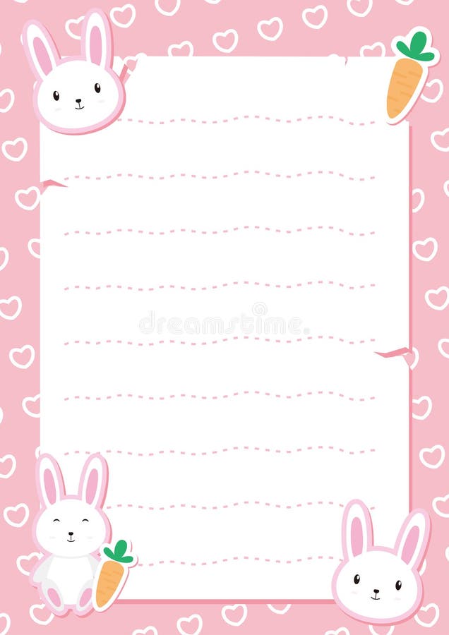 Cute Bunny Frame Vector with Pink Color Stock Vector - Illustration of ...