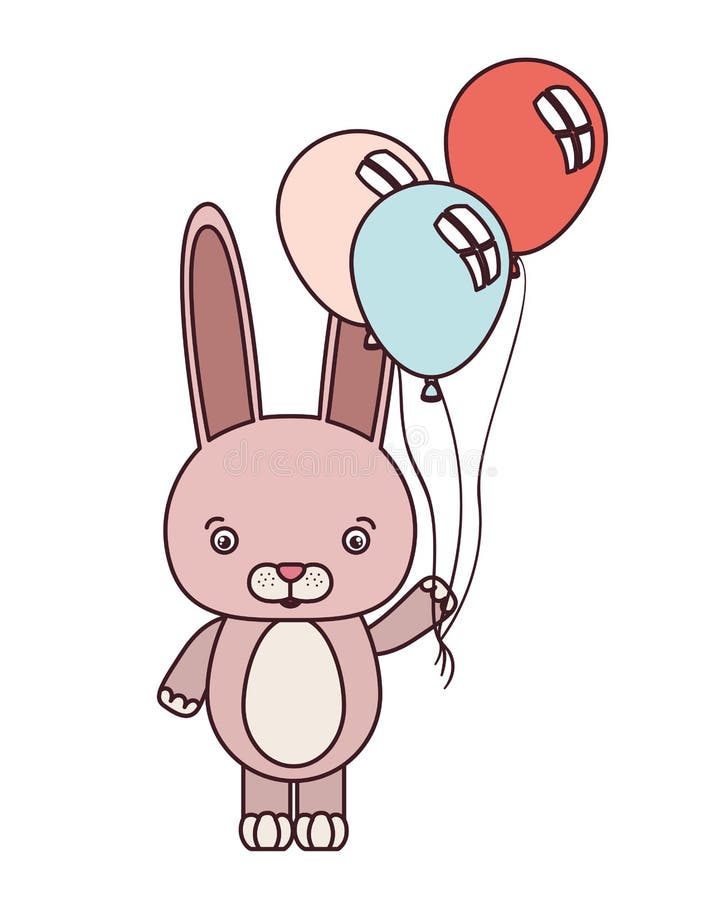 Cute Bunny with Helium Balloons Stock Vector - Illustration of friendly ...