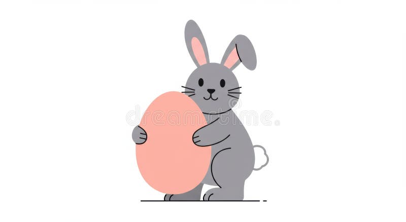 Cute Bunny Holding Easter Egg: Playful Springtime Illustration with ...