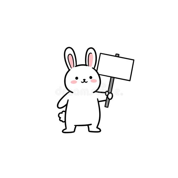 Cute Bunny Holding a Sign for Easter Celebration Stock Illustration ...