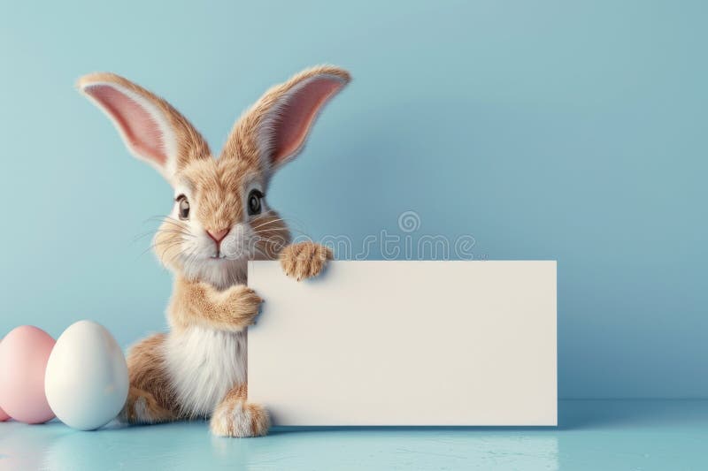 Cute Bunny Holding a Sign with Easter Eggs, Perfect for Easter ...