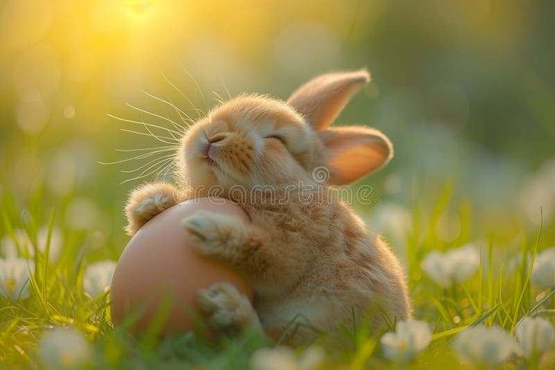 Cute bunny hug easter egg stock image. Image of little - 307385543