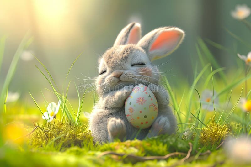 Cute bunny hug easter egg stock photo. Image of fluffy - 307385966