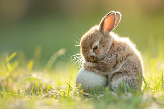 Cute bunny hug easter egg stock photo. Image of together - 307386370
