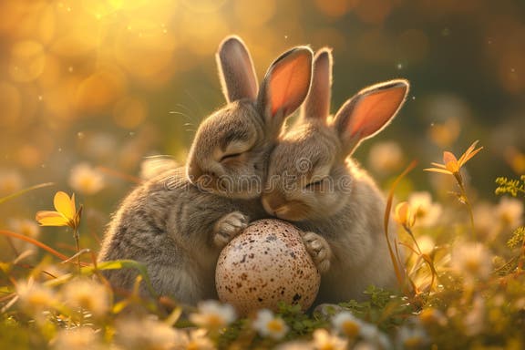 Cute bunny hug easter egg stock photo. Image of adorable - 307386558