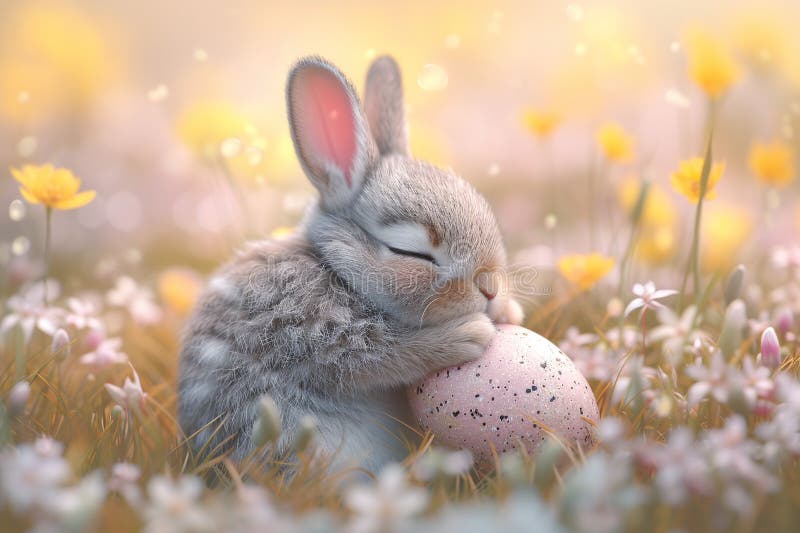 Cute bunny hug easter egg stock photo. Image of grey - 307386596